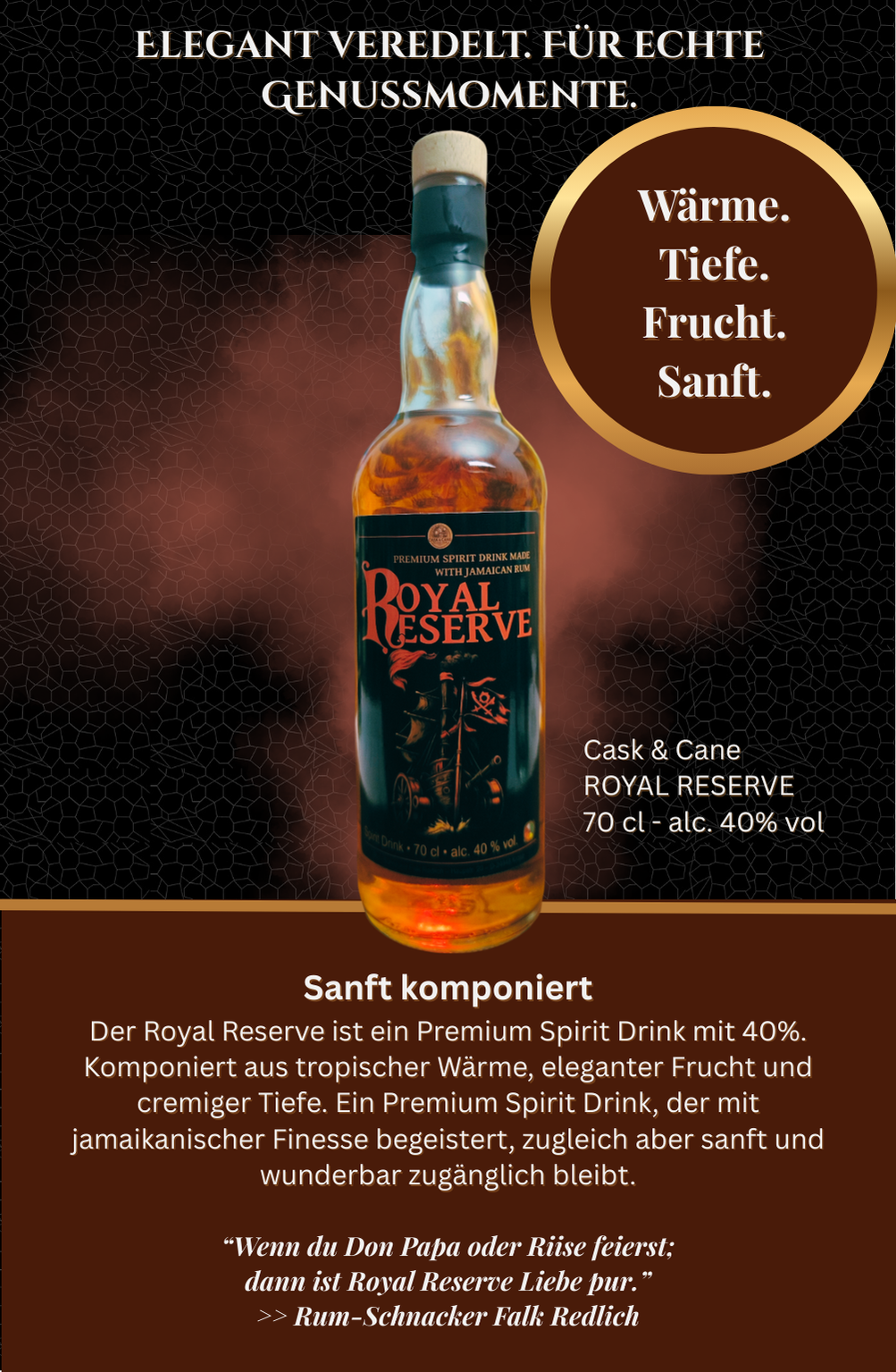 Cask & Cane | ROYAL RESERVE - Premium Spirit Drink - 40% vol. - 700 ml ...